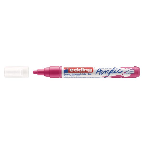 Akrilni marker E-5100 medium 2-3mm obli vrh magenta Edding