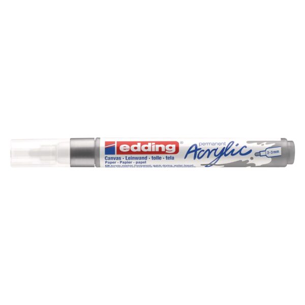Akrilni marker E-5100 medium 2-3mm obli vrh srebrna Edding