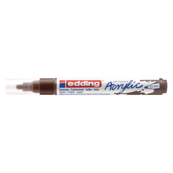 Akrilni marker E-5100 medium 2-3mm obli vrh tamno braon Edding