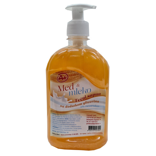 Tečni sapun A+ 500 ml sa pumpicom – med i mleko