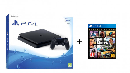 Konzola Sony PlayStation 4 Slim 500GB PS4 + Grand Theft Auto 5 (GTA V)