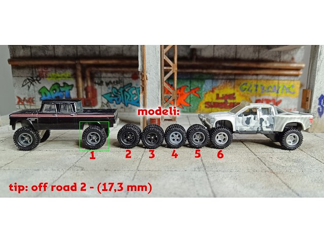 Zamenski točkići za autiće 1/64, off road set 17,3 mm