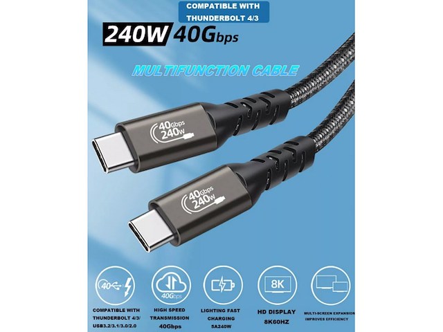 Thunderbolt 4 Type C to Type C PD 240W 0.5m