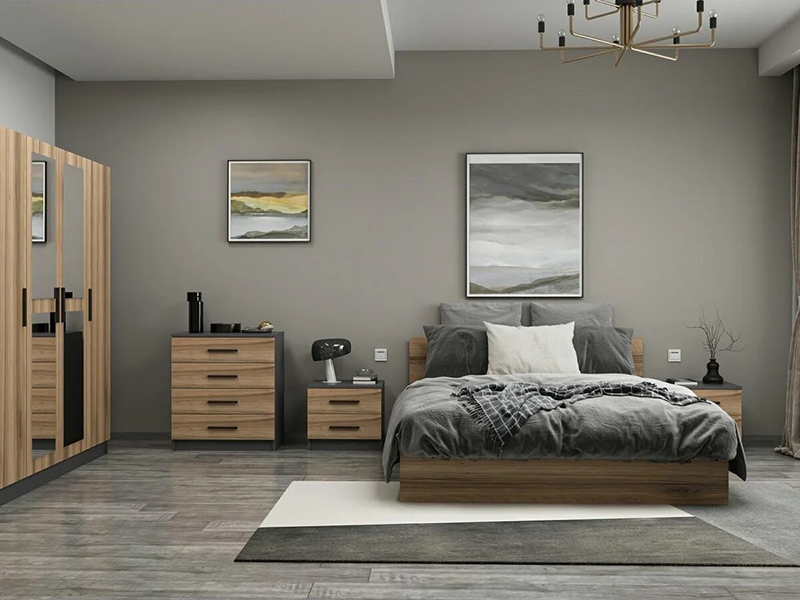 Onlinenamestaj Set za spavaću sobu Anthracite – Wood 2