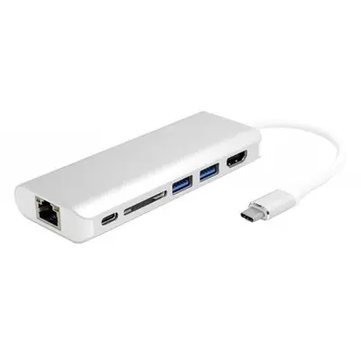 LINKOM Adapter konverter USB Tip C 3.1 na HDMI/3xUSB 3.0/SD/Type C/LAN