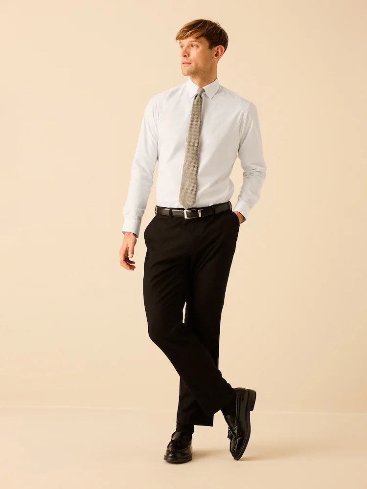 White Single Cuff Easy Care Tab Collar Oxford Shirt