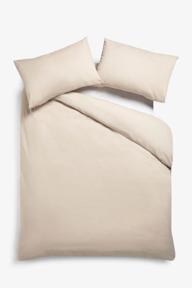 Natural Pure Cotton 144 Thread Count Duvet Cover and Pillowcase Set