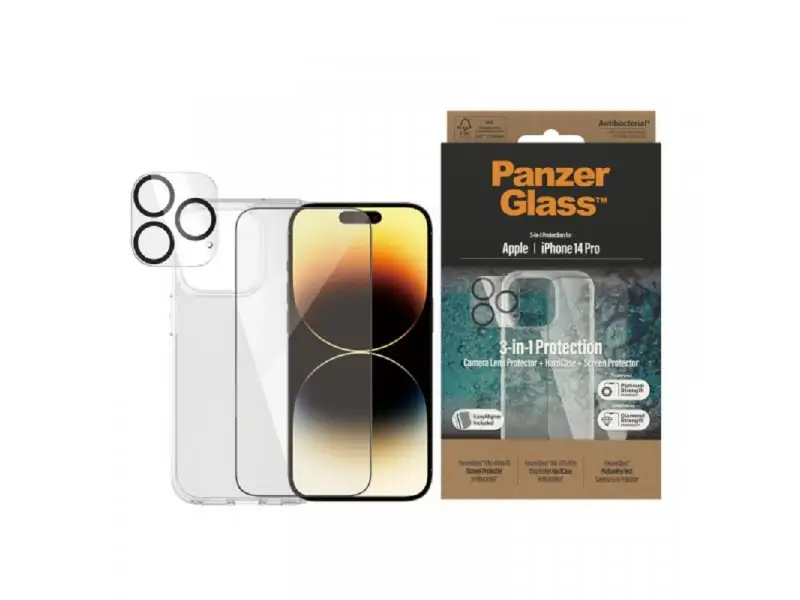 PANZER GLASS IPHONE 14 PRO BUNDLE (UWF ZAŠTITNO STAKLO, FUTROLA, ZAŠTITA ZA KAMERU)