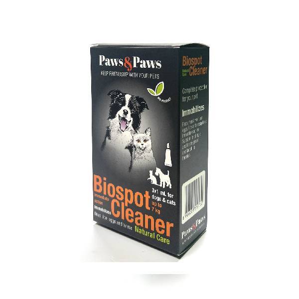 Paws&Paws Biospot Cleaner, Preparat za zastitu od parazita pasa i macaka - 3x1ml