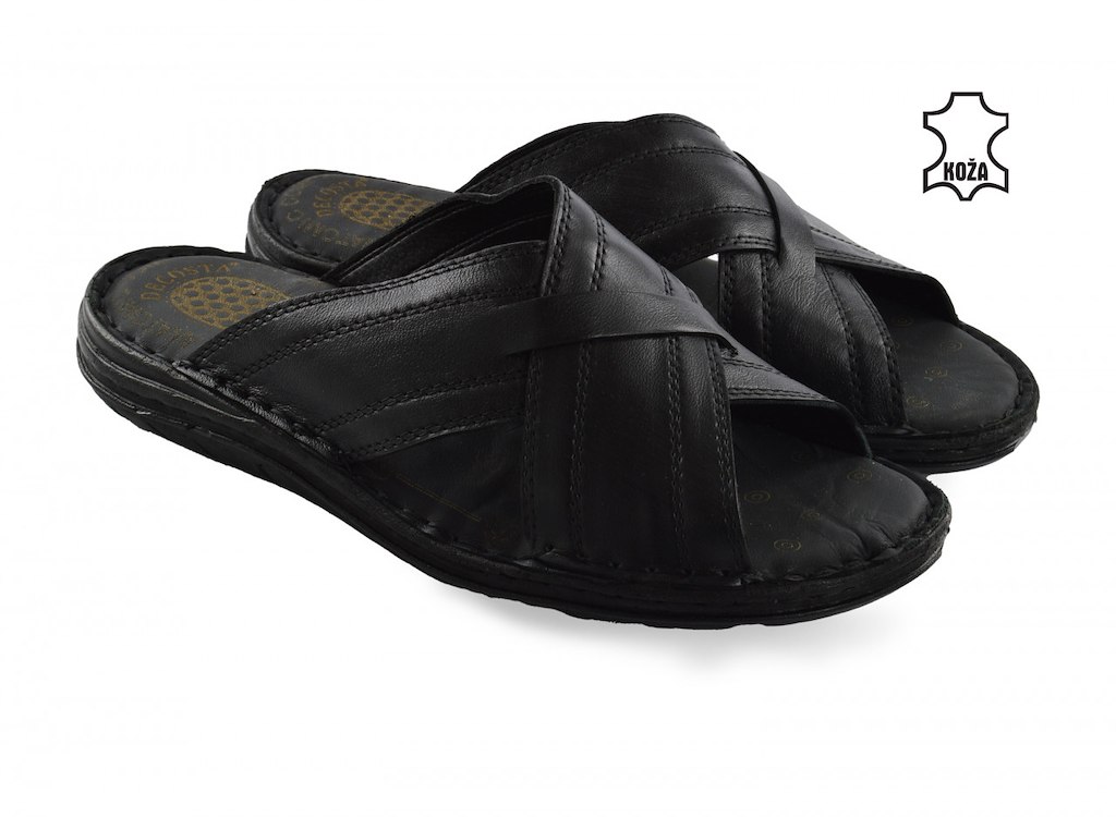 Kožne muške papuče 7510-1CR crne