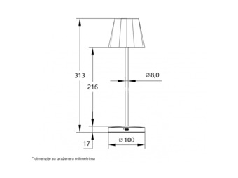 STONA LAMPA PUNJIVA 13T25 3W 3000K IP44 CRNA