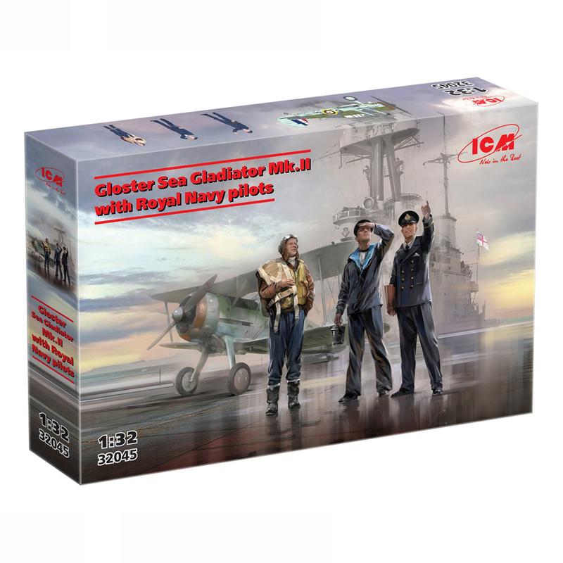 ICM Model Kit Aircraft - Gloster Sea Gladiator Mk.II With Royal Navy Pilots 1:32