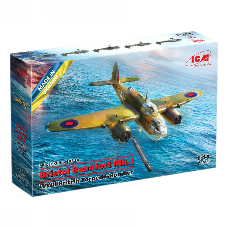 ICM Model Kit Aircraft - Bristol Beaufort Mk.I WWII British Torpedo-Bomber 1:48