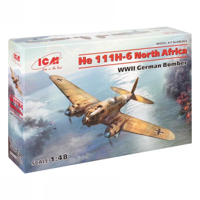 ICM Model Kit Aircraft - He 111H-6 North Africa WWII German Bomber 1:48