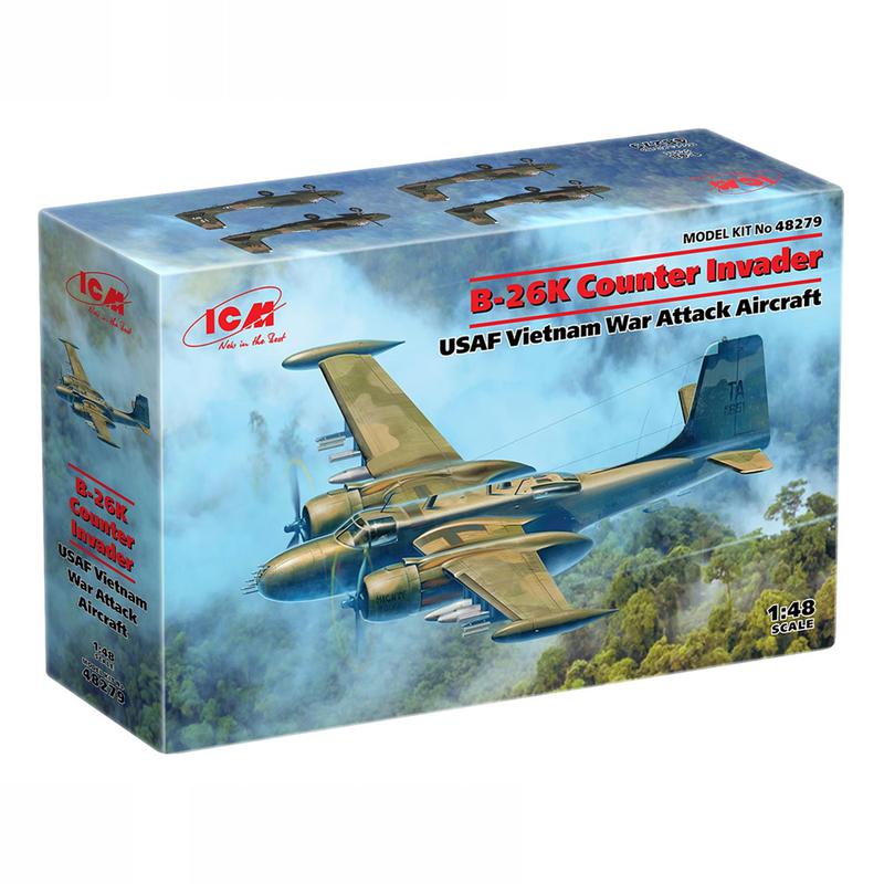 ICM Model Kit Aircraft - B-26K Counter Invader USAF Vietnam War Attack Aircraft 1:48