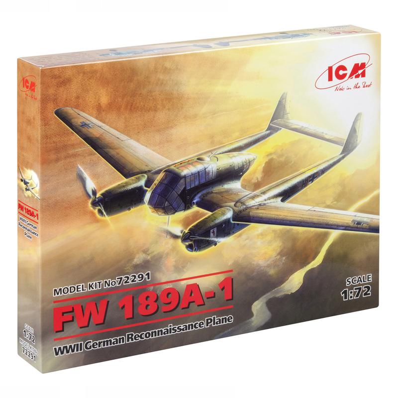 ICM Model Kit Aircraft - FW 189A-1 WWII German Reconnaissance Plane 1:72