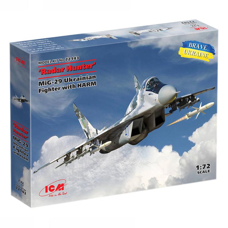 ICM Model Kit Aircraft - Radar Hunter MiG-29 '9-13' Ukrainian Fighter With HARM Missiles 1:72