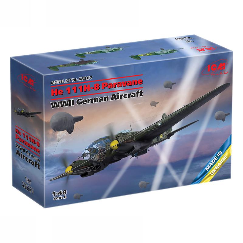 ICM Model Kit Aircraft - He 111H-8 Paravane WWII German Aircraft 1:48