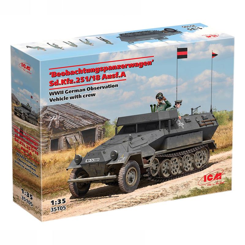 ICM Model Kit Military - Sd.Kfz.251/18 Ausf.A WWII German Observation Vehicle 1:35