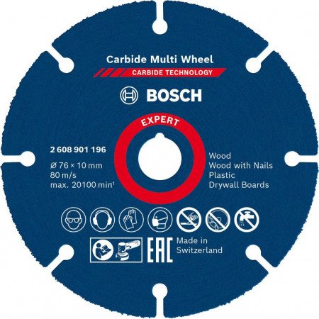 Rezna ploča za drvo 76x10mm Expert Carbide Multi Wheel za GWS 12V-76 BOSCH