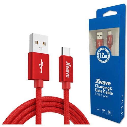 USB kabl TIP-C/USB 3.0(tip A-muški)-USB 3.1 (tip C-muški)/dužina 1,2m/3A/Aluminium/crveni upleteni