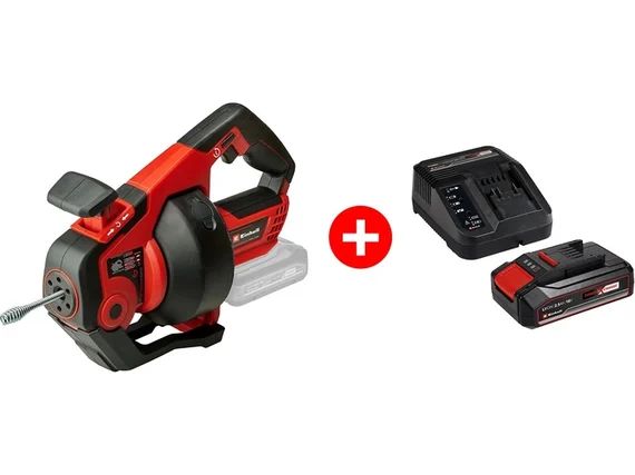 Einhell Set Čistač odvoda sa sajlom TE-DA 18/760 Li + 2,5Ah Baterija + punjač