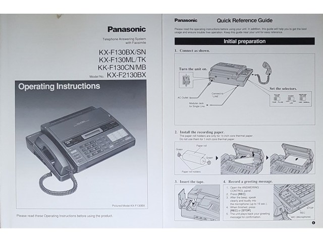 Uputstvo Za `PANASONIC` KX-F130