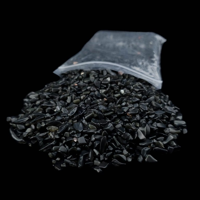 Opsidijan Crni tumblovani 8-12 mm na kilogram #8146P6