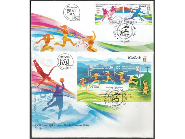 Srbija,LOI-Rio de Žaneiro `16 2016.,set+blok,FDC