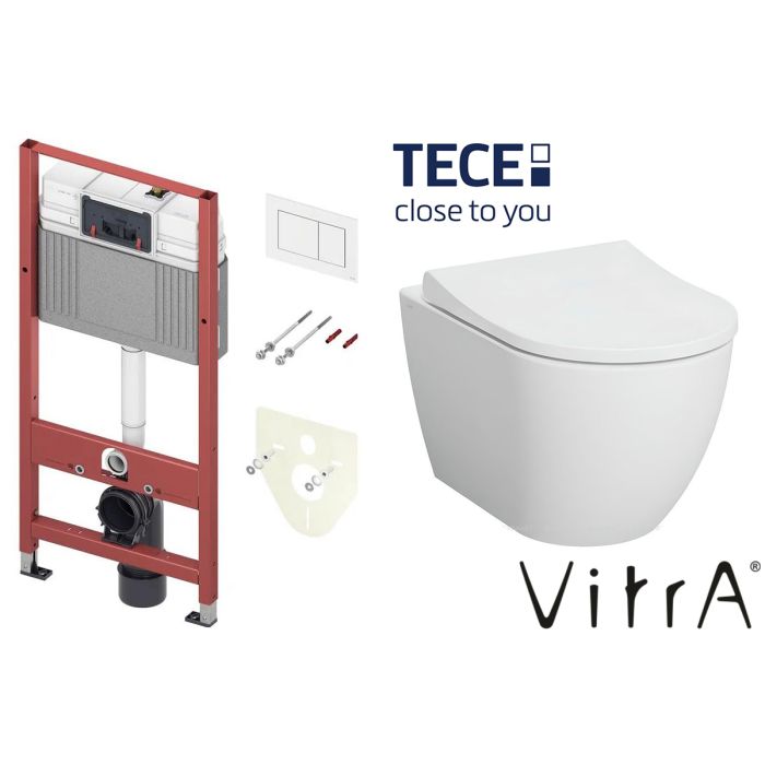 Komplet set TECE vodokotlić + bela tipka + VITRA Mia Round WC šolja