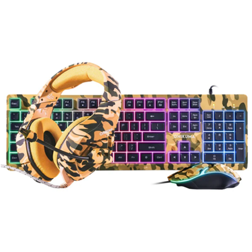 Set Tastatura+Miš+Slušalice 3u1 Onikuma TZ3001 Maskirno-Žuti