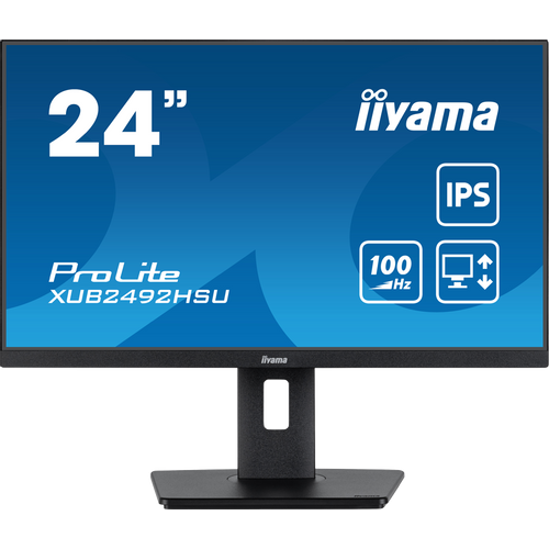 IIYAMA XUB2492HSU-B6 Monitor 24” IPS 1920 x 1080 @100Hz 250 cd/m² 1300:1 0.4ms HDMI DP USBx4 height, swivel, tilt, pivot (rotation both sides)