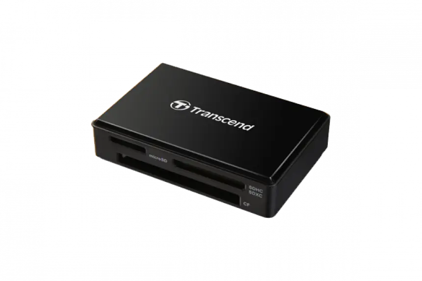 Transcend Card reader, RDF8, USB 3.1 Gen 1, SDHC UHS-I, SDXC UHS-I, micro SDHC UHS-I, micro SDXC UHS-I, and UDMA7 CompactFlash, Black