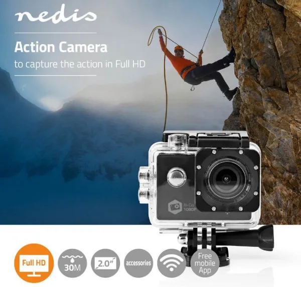 NEDIS ACAM21BK Nedis 12Mpix HD action kamera, 1080p@30fps/ sa vodootpornim kucistem WIFI, Android