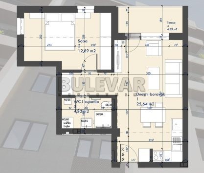 Dvosoban stan, 48 m2, Centar, Milovana Gušića ID: p-011483