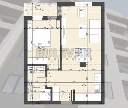 Dvosoban stan, 47 m2, Centar, Milovana Gušića ID: p-011482