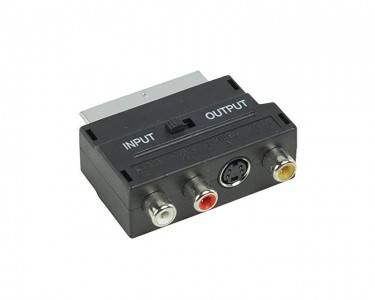 E-GREEN Adapter Scart - 3xRCA + S-Video crni