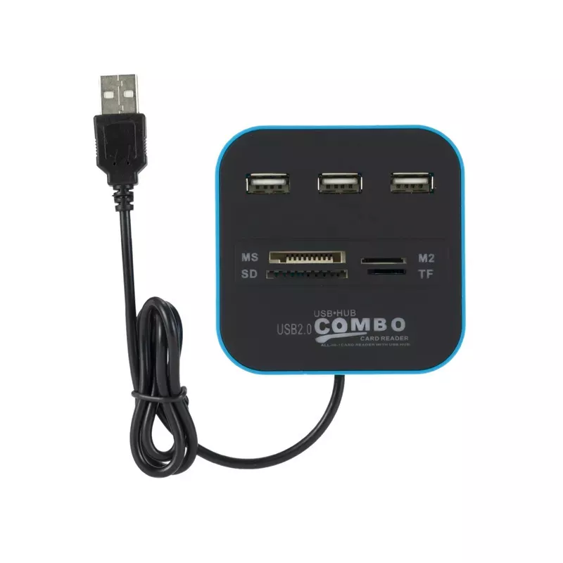 USB hub I citac kartica 2u1 JWD-U35 plavi