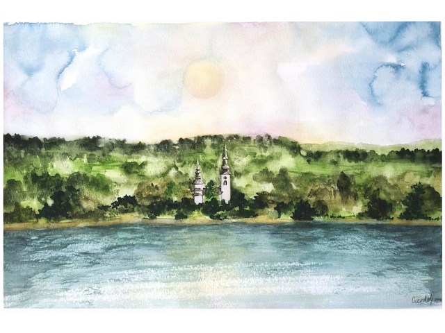 Na obali Dunava - akvarel