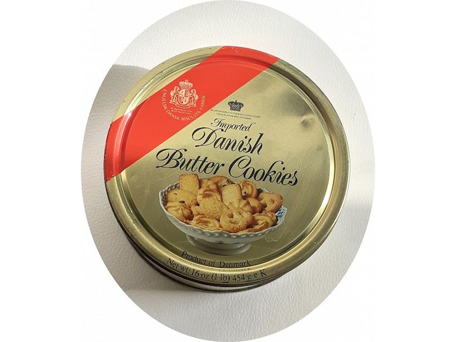 VINTAGE Kutija okrugla metalna `Danish butter cookies