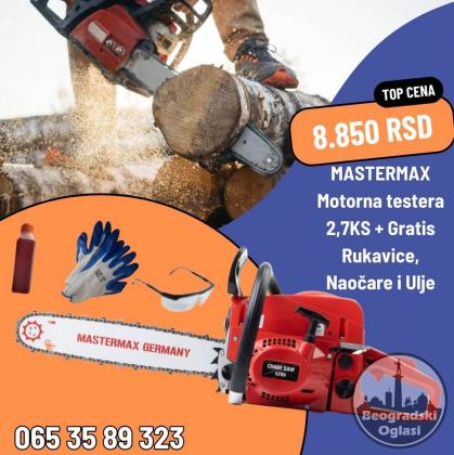 MASTERMAX Motorna testera 2,7KS + Gratis Rukavice, Naočare i Ulje