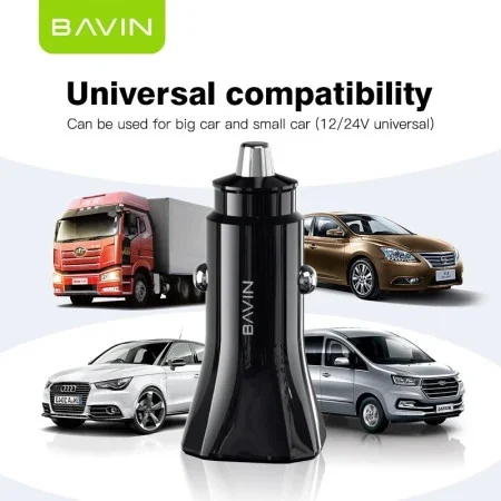 Bavin auto punjač max 38W PD20W+ QC3.0 USB-A + USB-C crna ( 90025 )