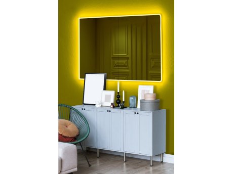 HANAH HOME Ogledalo sa LED osvetljenjem Rectangular 60x80 cm Yellow