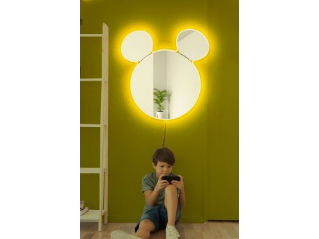 HANAH HOME Ogledalo sa LED osvetljenjem Mickey Silver Yellow