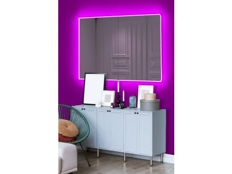 HANAH HOME Ogledalo sa LED osvetljenjem Rectangular 60x80 cm Pink