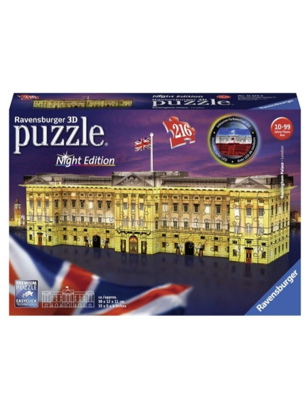 Ravensburger 3D Puzzle (Slagalice) – Bakingemska Palata Nocno Izdanje Ra12529