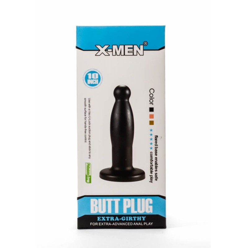 X-Men 9.45" Extra Girthy Butt Plug Black, XMEN000167 / 7853