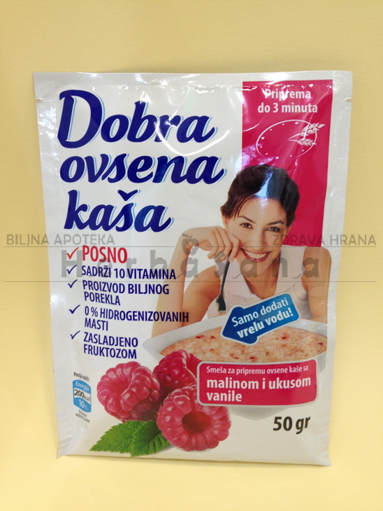 Dobra ovsena kaša sa malinama i ukusom vanile 50g