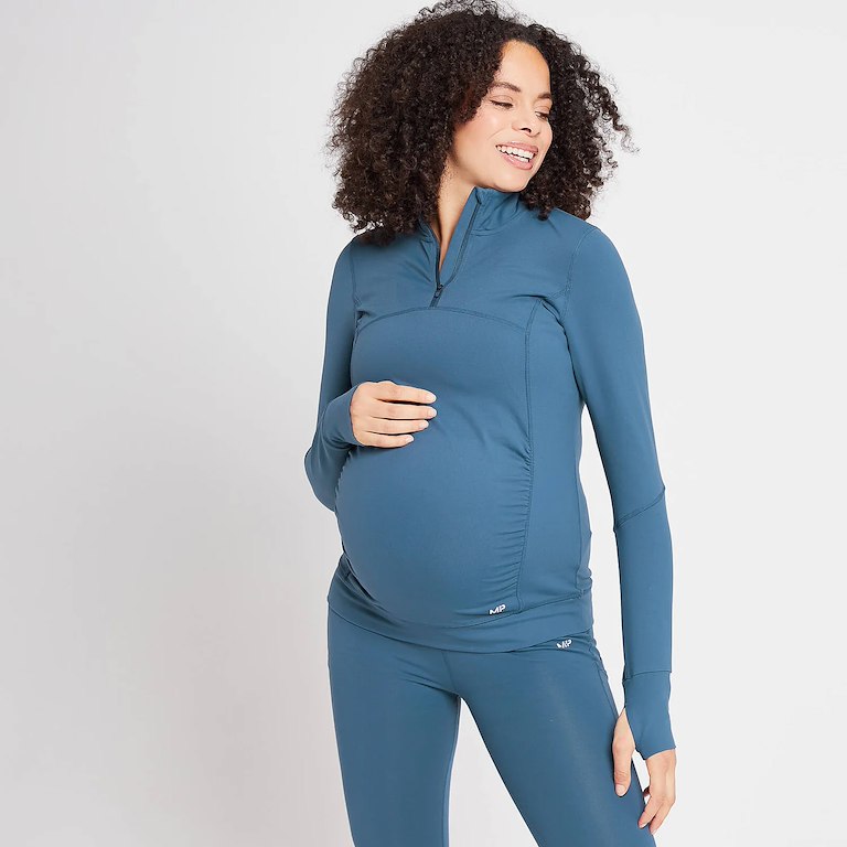 MP Women's Power Maternity 1/4 Zip - majica dugih rukava sa rajsferšlusom za trudnice - sivoplava