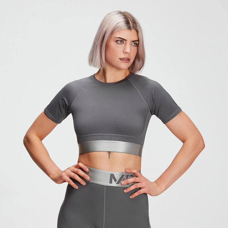 MP Women's Adapt Textured Crop Top- Carbon